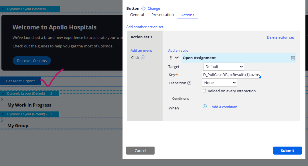 How to open Incomplete Assignment on button click | Support Center